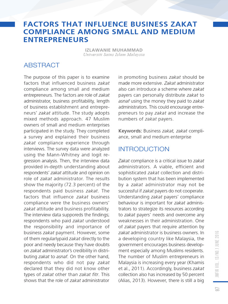 SME Zakat Compliance Factors | PDF | Small And Medium Sized Enterprises