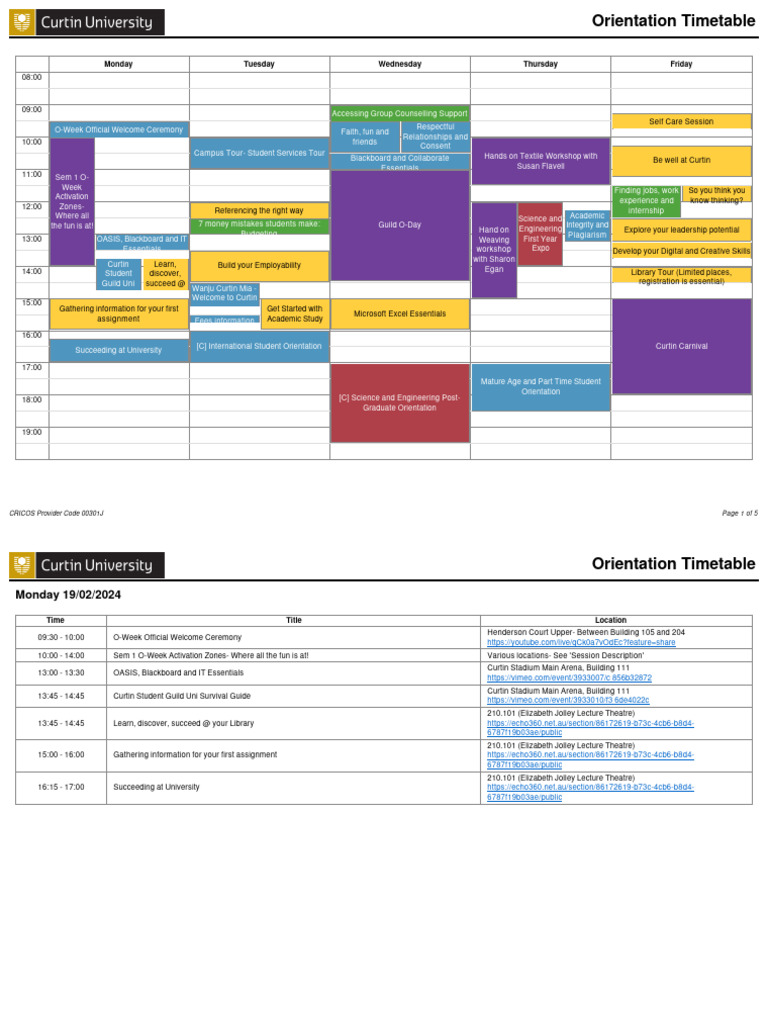 Orientation_Timetable | Download Free PDF | Academia