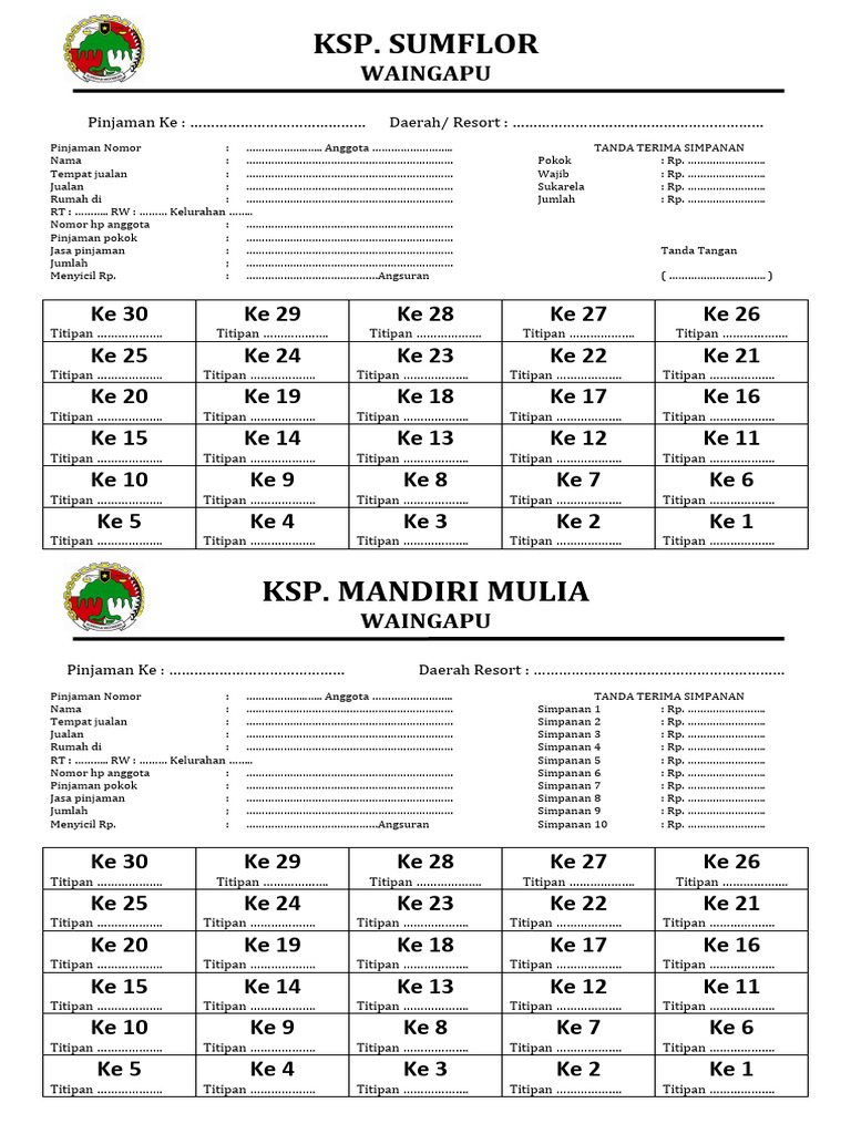 Buku Tagihan Koperasi | PDF