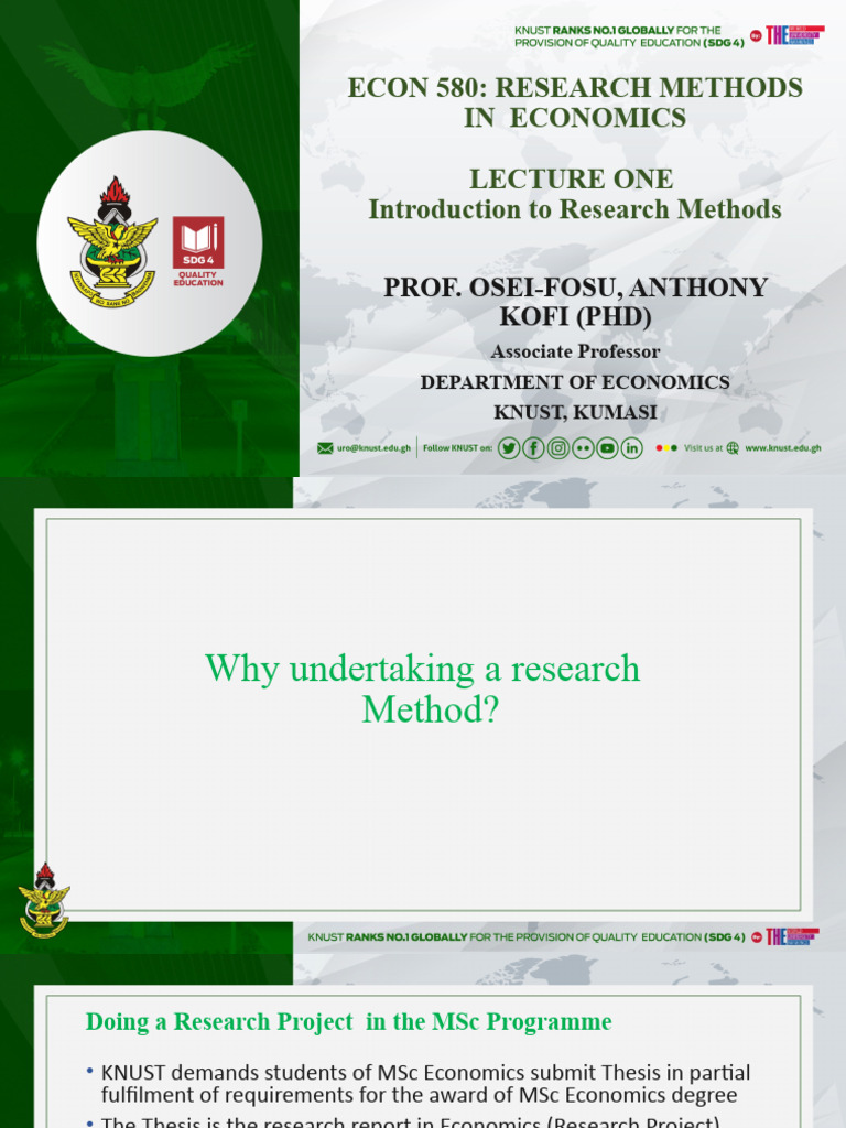 Econ 580 Lecture One - Five | PDF | Quantitative Research | Methodology