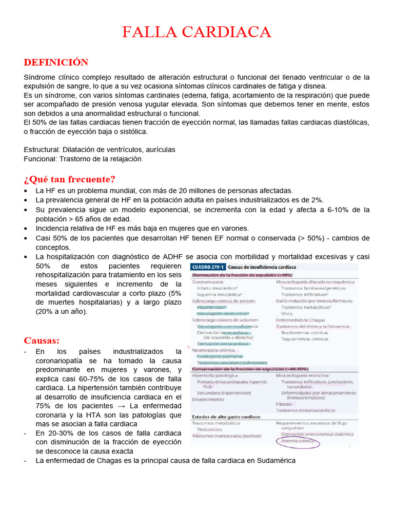 Clase Falla Cardiaca | PDF | Insuficiencia cardíaca | Medicina CLINICA