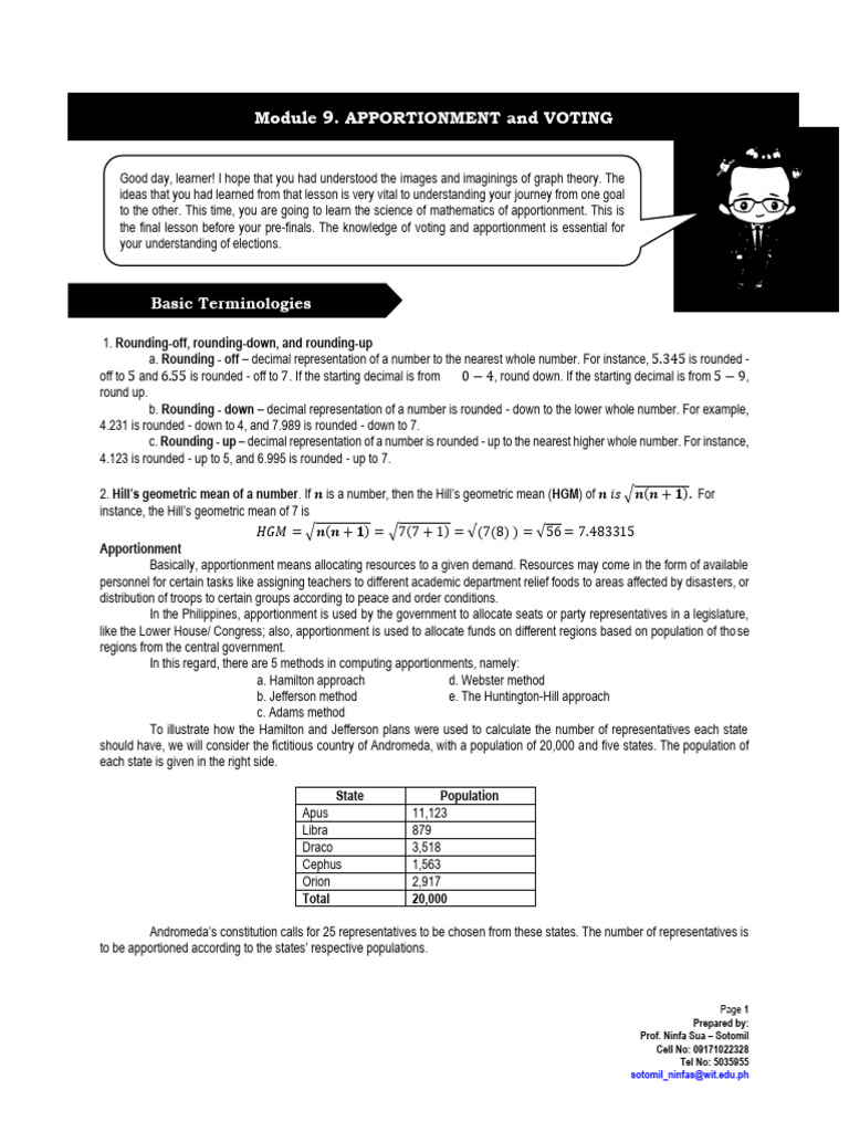 Module 9 Apportionment and Voting | PDF | Mathematics