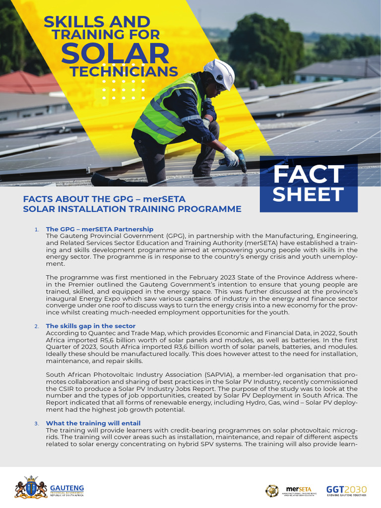 Solar Technicians Fact Sheet | PDF | Solar Power | Photovoltaics