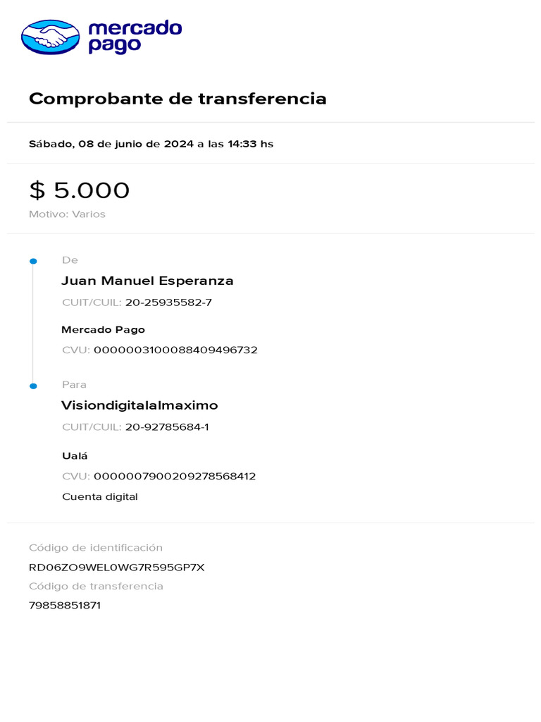 Mercadopago Comprobante 79858851871 | PDF | Finanzas y dinero | Derecho