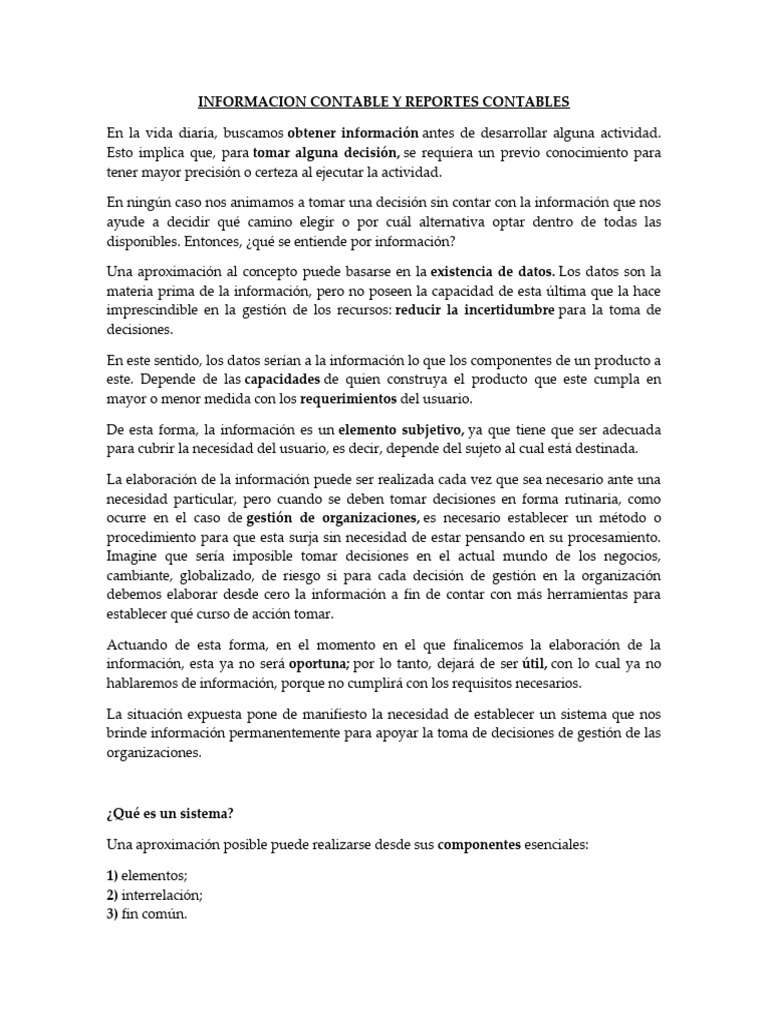 Unidad 1 - Infornacion contable y reportes contables | PDF ...