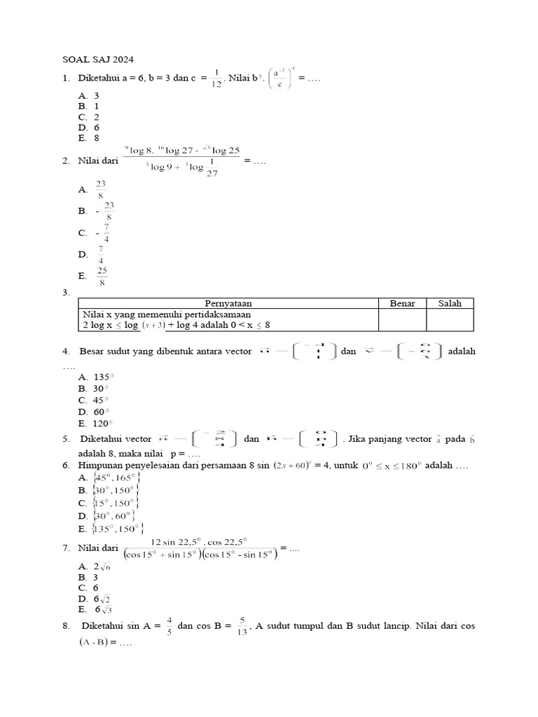 Soal Saj 2024 | PDF | Metode & Bahan Ajar