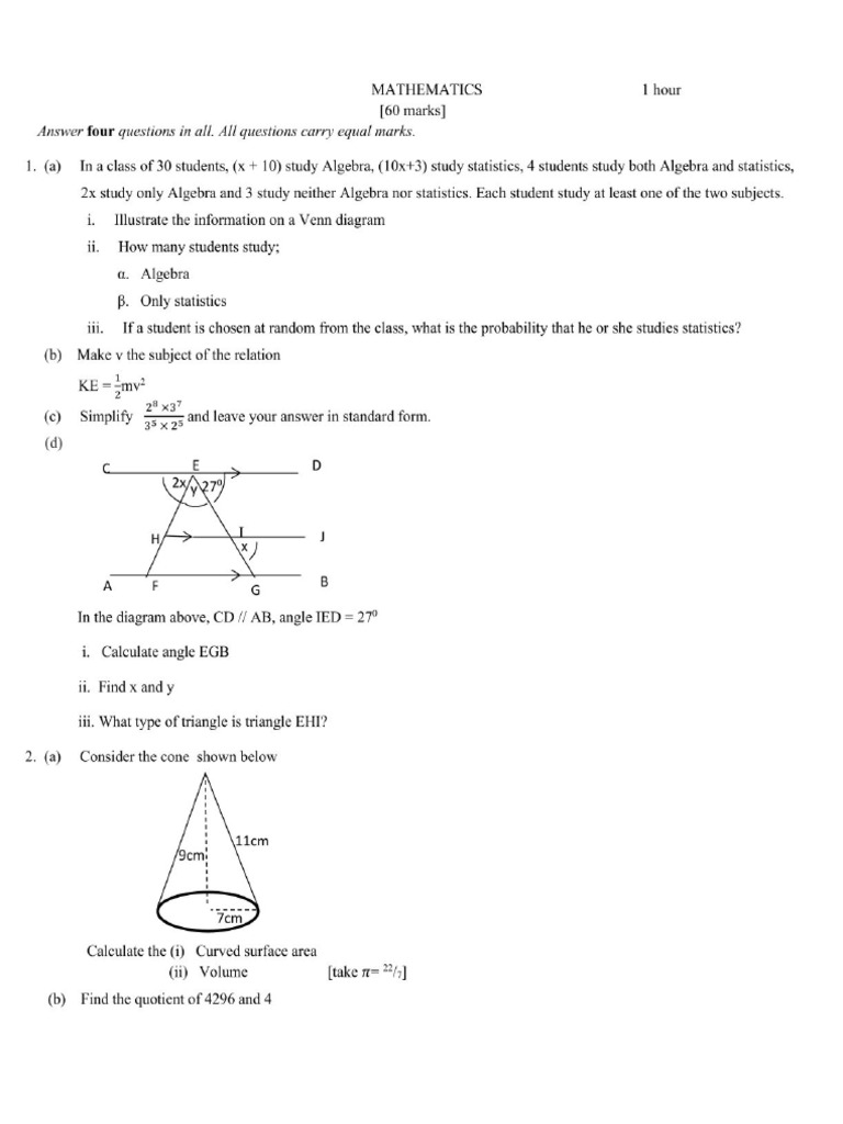Core Mathematics Questions | PDF