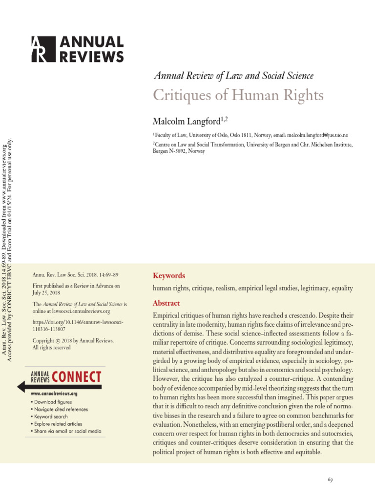 langford-2018-critiques-of-human-rights | PDF | Human Rights | Sociology