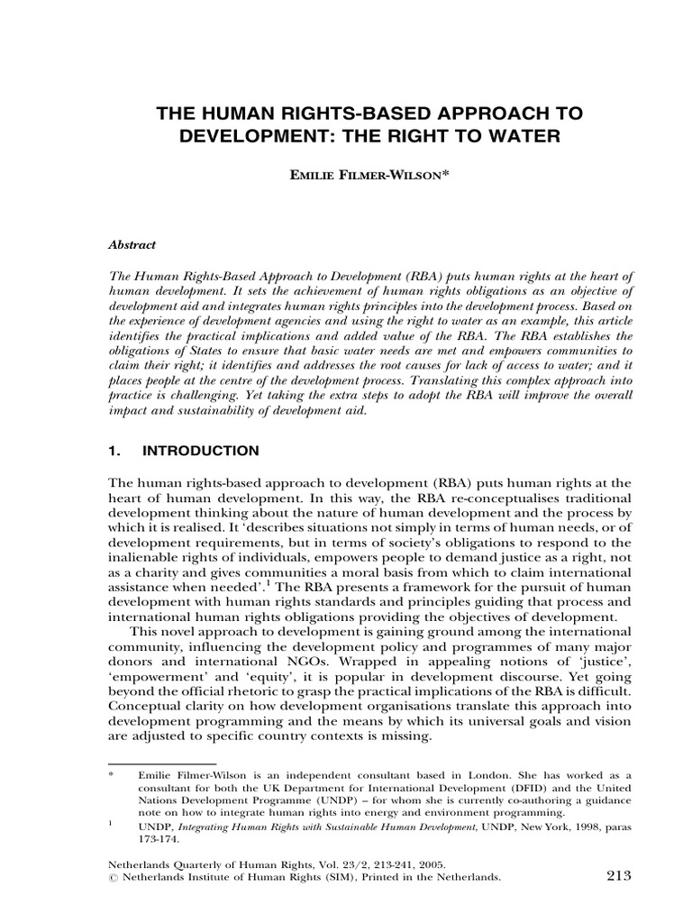 7) Filmer-Wilson2005 - HR Approach To Development | PDF | Human Rights ...