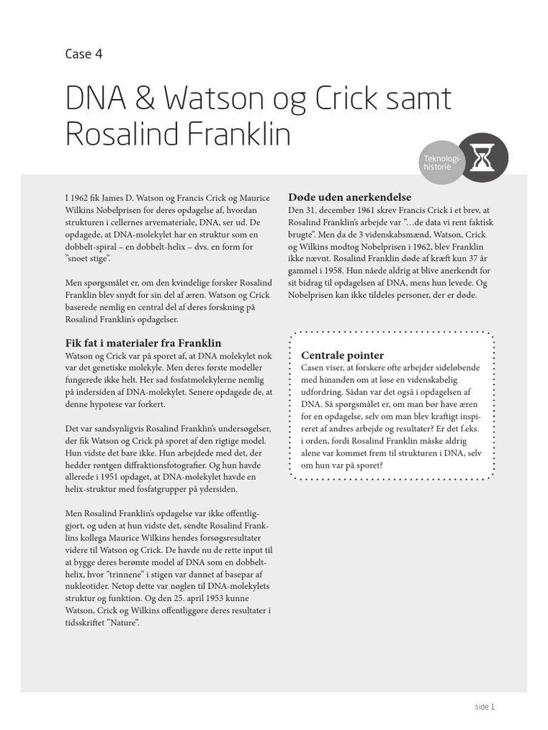 DNA, Watson & Crick Og ... Rosalind Franklin | PDF