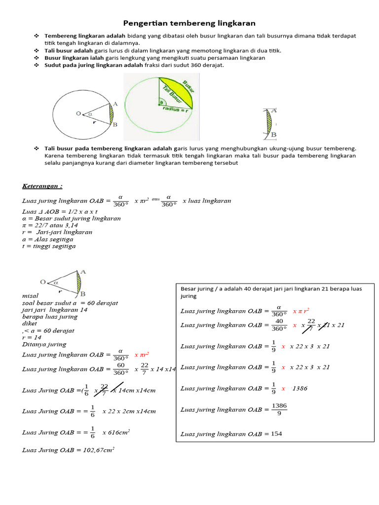 Pengertian Tembereng Lingkaran | PDF | Sains & Matematika