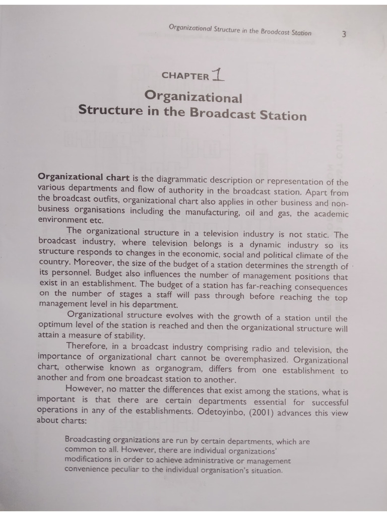 Broadcast Media Structure and Personnel. | PDF