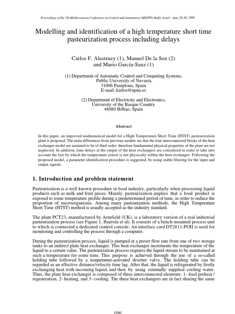HTST Pasteurization Model Analysis | PDF | Heat Exchanger | Heat