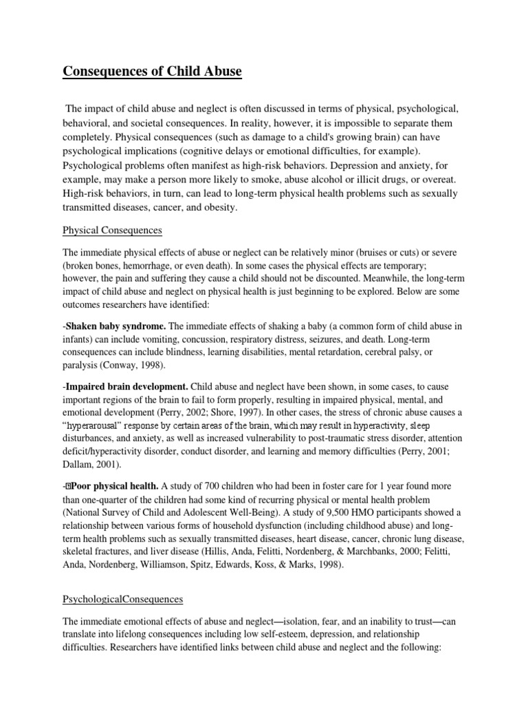 Consequences of Child Abuse | PDF | Child Abuse | Child Neglect