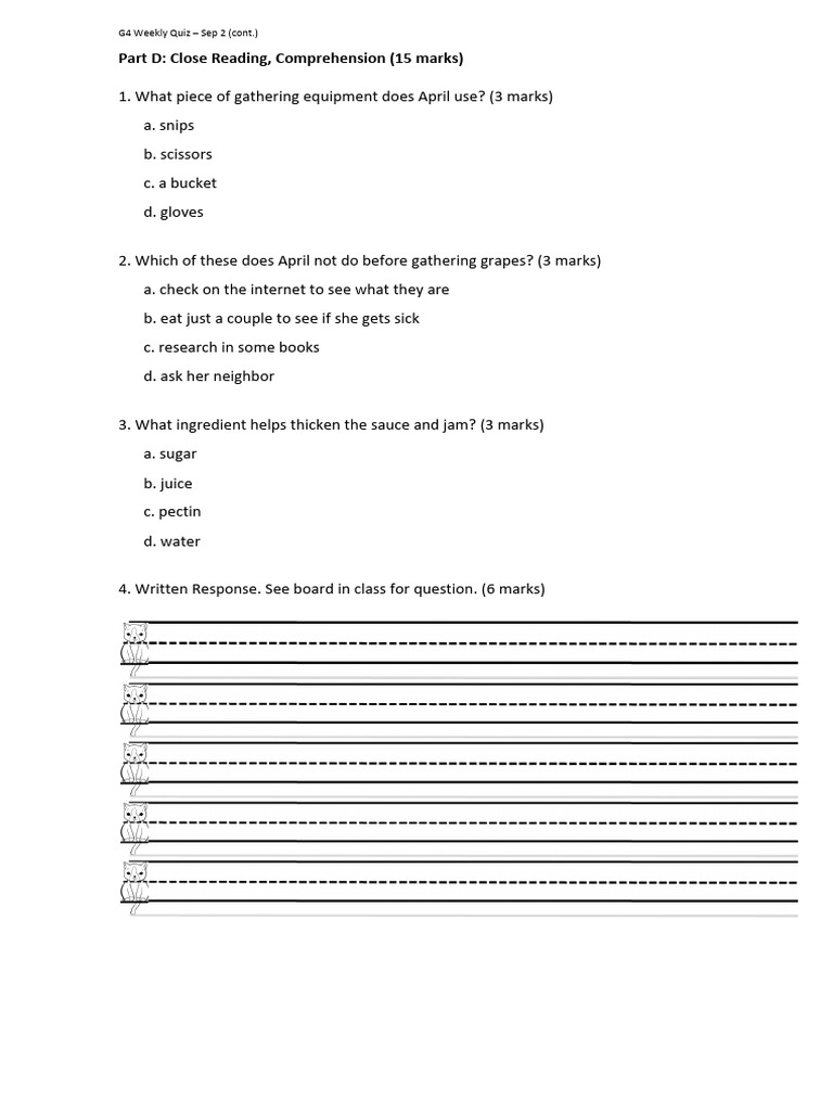 G4T104 Weekly Quiz RDG Comp | PDF | Writing | Human Communication
