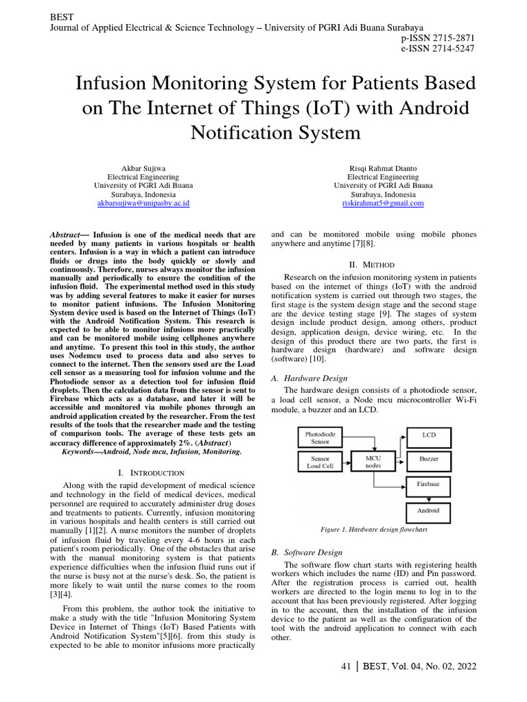 Infusion Monitoring System For Patients Based On The Internet of Things ...