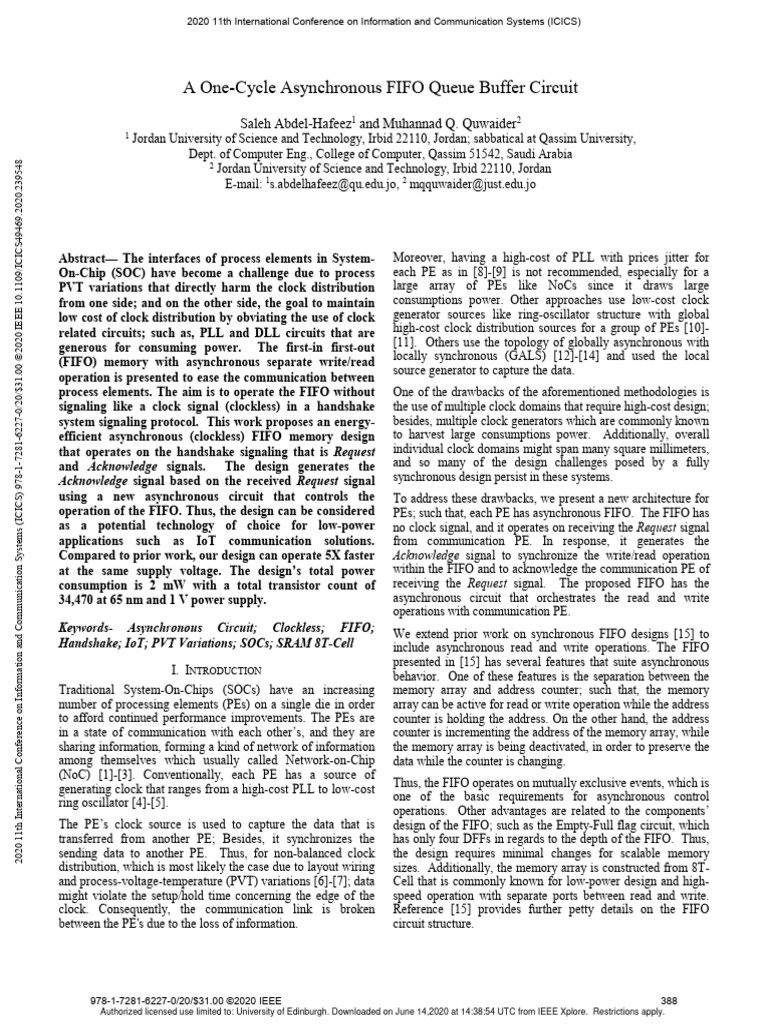 A One Cycle Asynchronous FIFO Queue Buffer Circuit | PDF | System On A Chip | Electronic Circuits