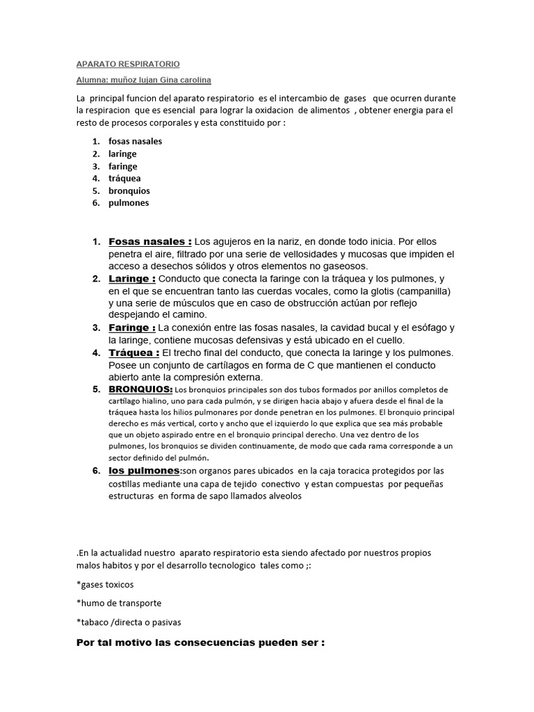 Fosas Nasales 2. Laringe 3. Faringe 4. TR Quea 5. Bronquios 6. Pulmones | PDF | Pulmón | Laringe