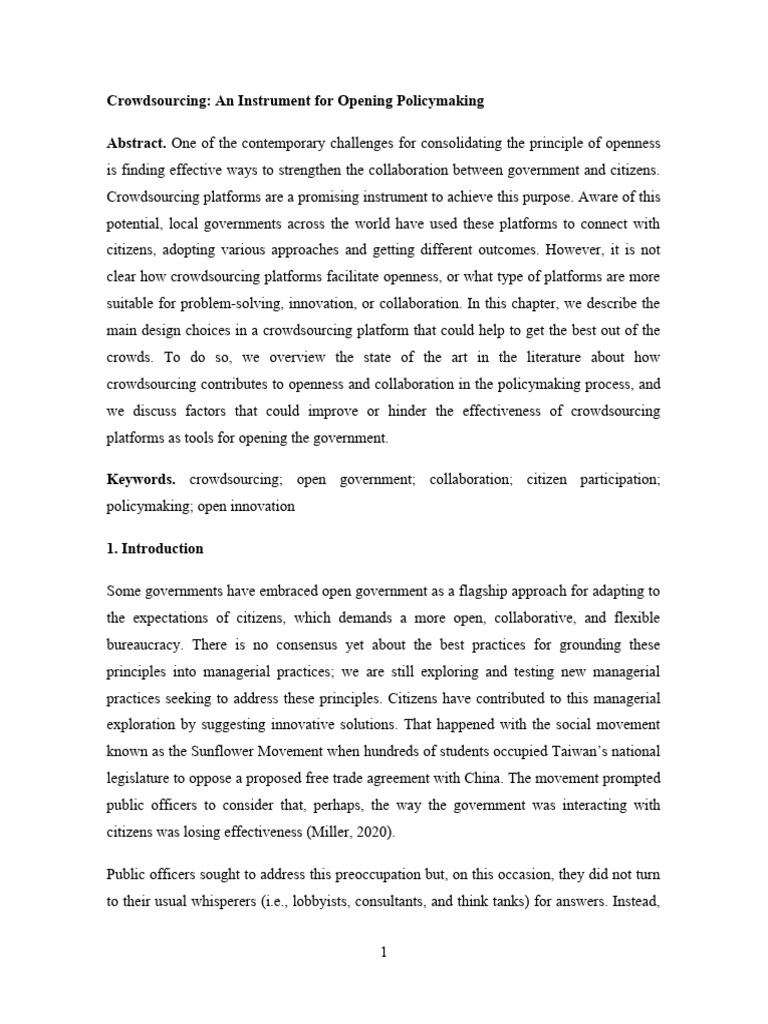 Crowdsourcing Instrument Policymaking | PDF | Crowdsourcing | Innovation