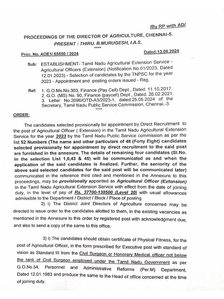 TNPSC Ao Posting Order | PDF