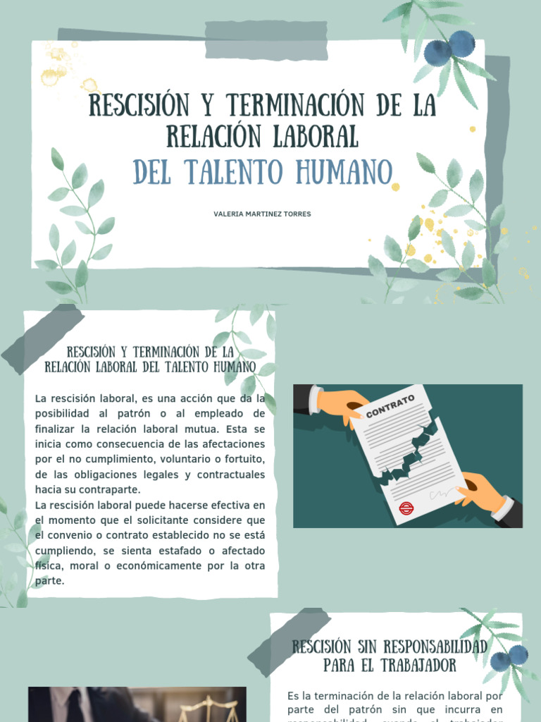 Rescisión y Terminación Laboral | PDF