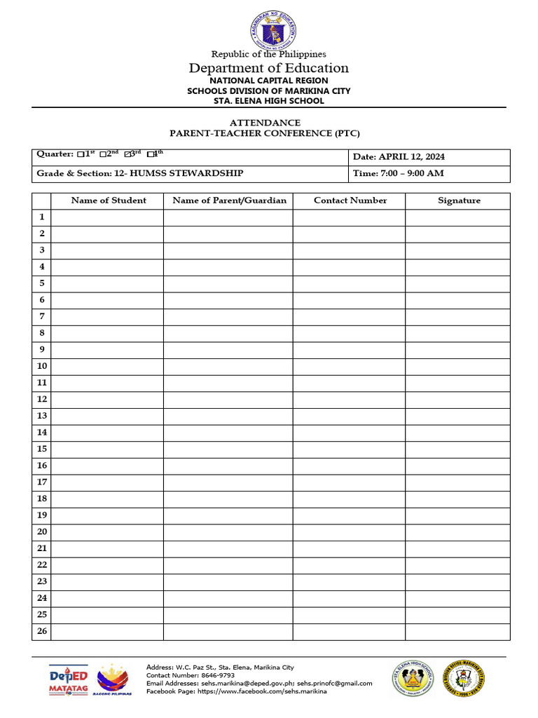 Ptc Attendance Sheet (1) | Download Free PDF | Computer Mediated ...
