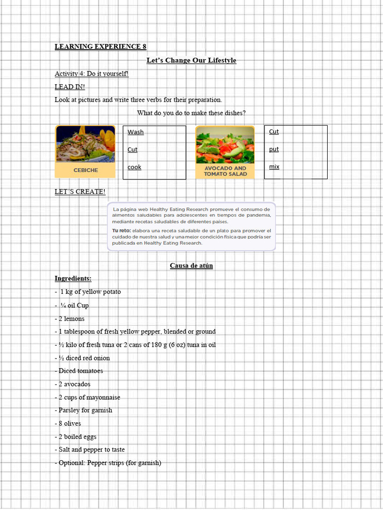 E LEARNING EXPERIENCE 8 Act. 4 | PDF | Mayonnaise | European Cuisine