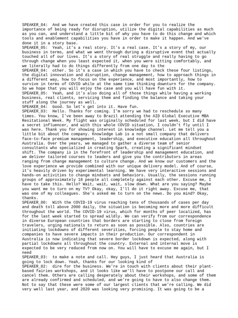 Transcript | Download Free PDF | Experience | Business Model