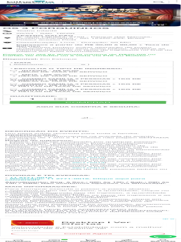 OS 3 PORQUINHOS - Ingressos - OS 3 PORQUINHOS - Bilheteria Express - TEATRO GALPÃO | PDF
