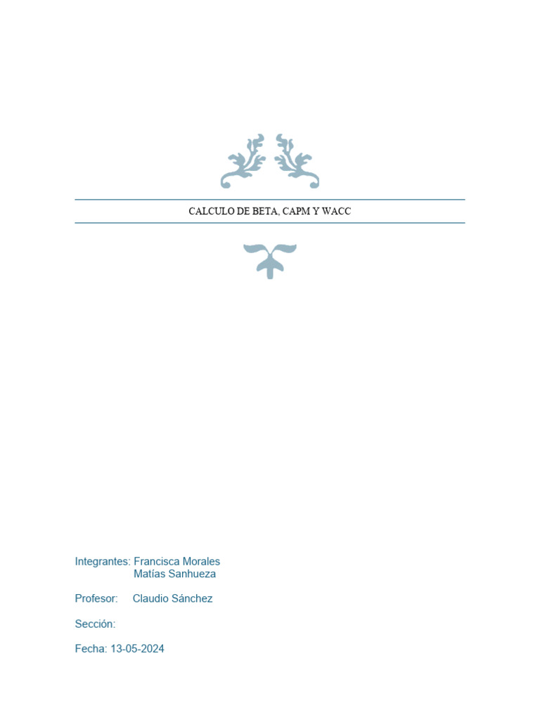Calculo de Beta, Capm y Wacc | Descargar gratis PDF | Modelo de ...