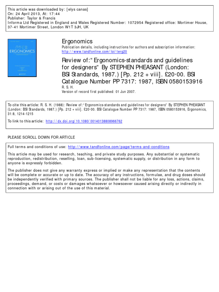 A review of “Bodyspace Anthropometry, Ergonomics (2) | PDF | Books