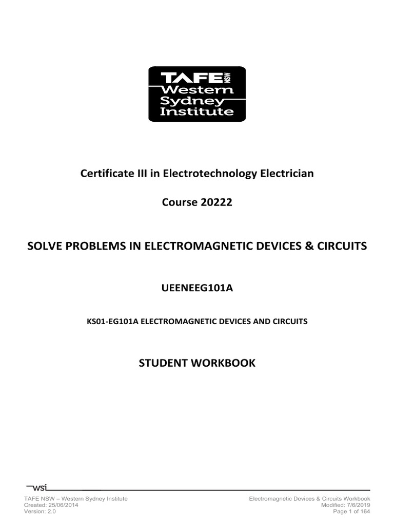 Electromag Student Workbook. 2019s2 | PDF | Inductor | Magnet