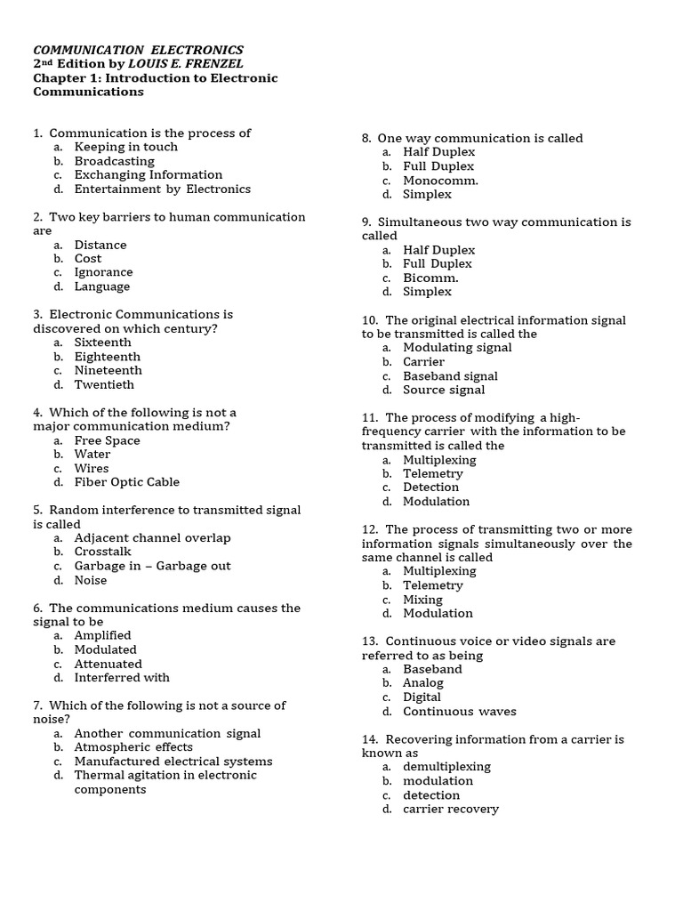Communication Source Mcqs | PDF | Radio | Telecommunications