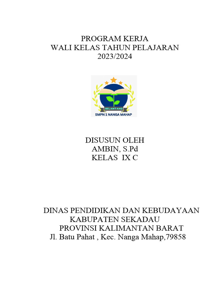 Program Kerja Wali Kelas IX C 2023/2024 | PDF | Karier & Perkembangan
