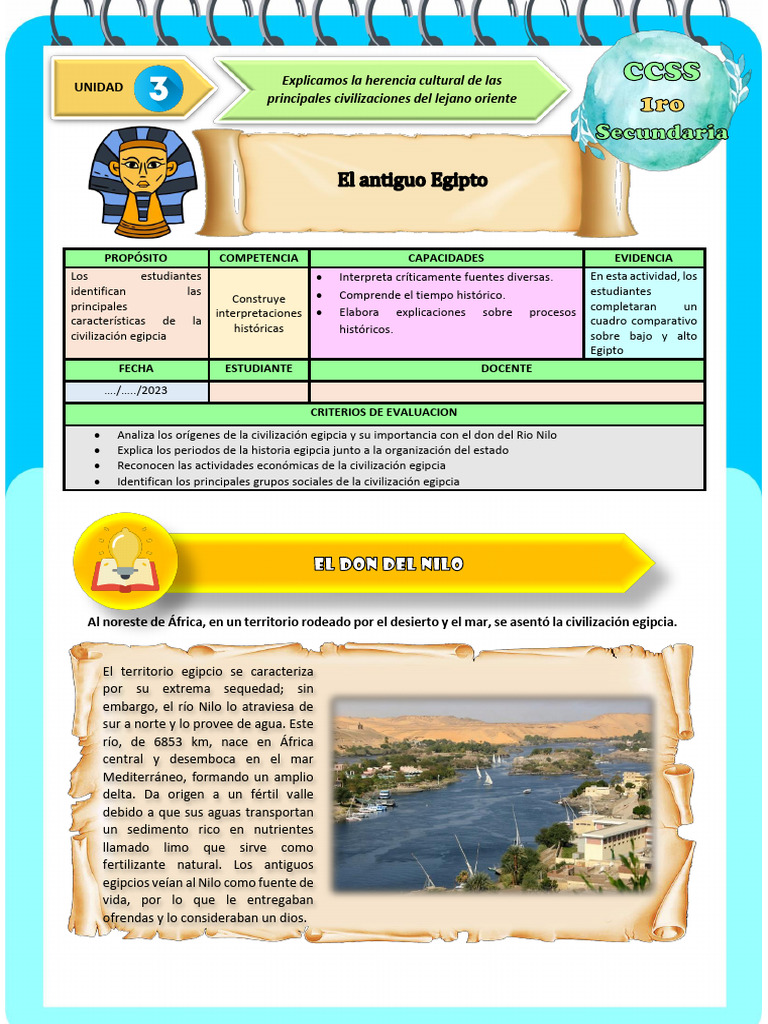 Ficha de Actividad CCSS 1°-Semana 3 | PDF | Antiguo Egipto | Tebas