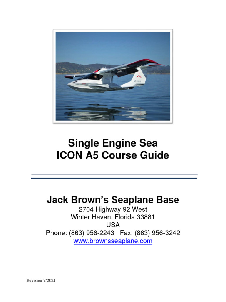 ICON A5 Seaplane Course Guide | PDF | Anchor | Takeoff