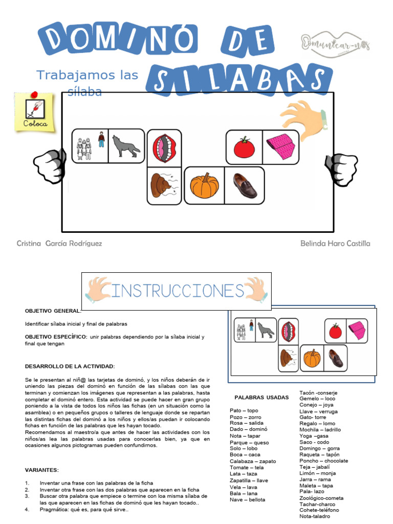 Juego de Dominó de Sílabas para Niños | PDF