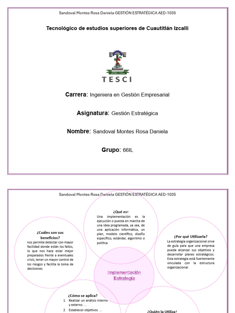 Implementación Estrategias - Esquema Pregunta Guía | Descargar gratis PDF | Gestión estratégica ...