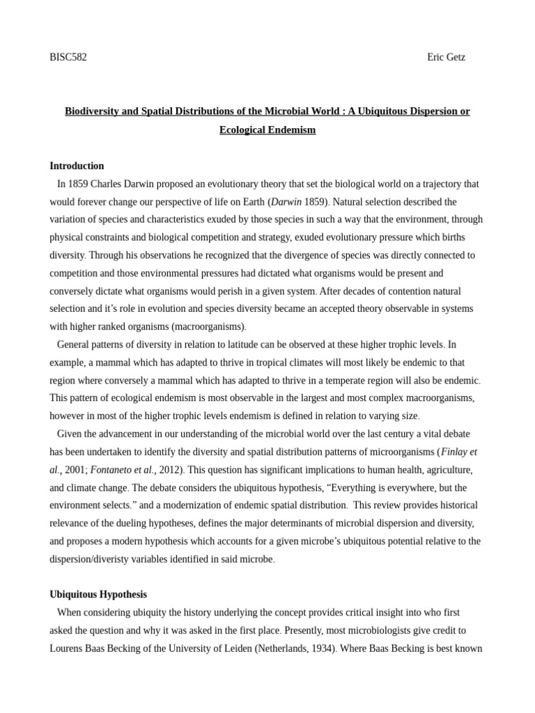 Biodiversity and Spatial Distributions of The Microbial World A ...