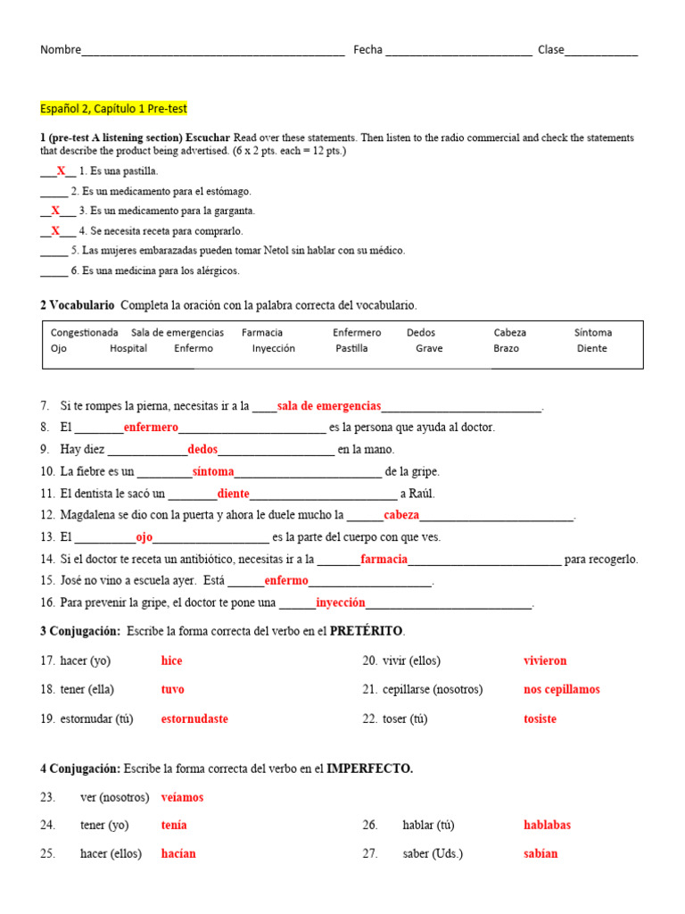 Pre-Test CH 1 - Key 2015 | PDF | Medicina | Ciencias de la Salud