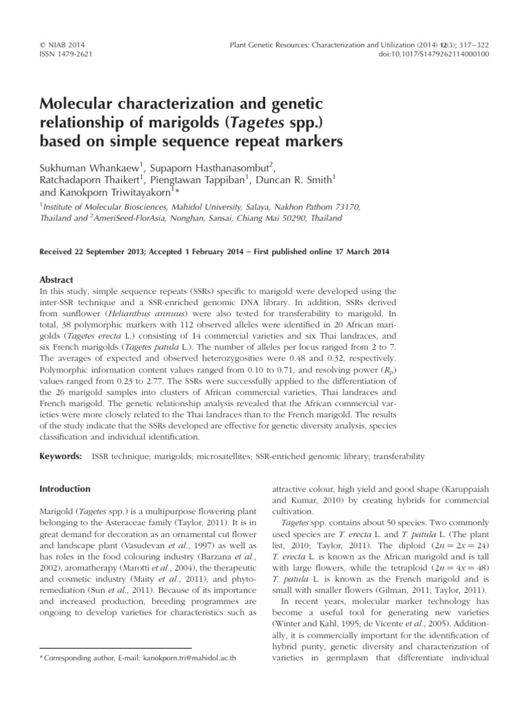 Molecular Characterization and Genetic R | PDF | Microsatellite ...