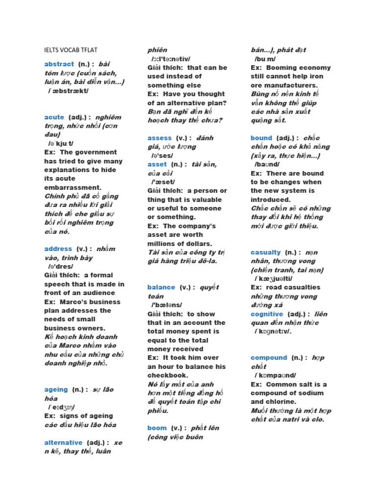 Ielts Vocab Tflat | PDF