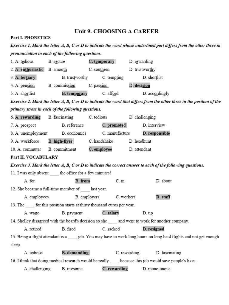 Unit 910 KEY | PDF | Learning | Secretary