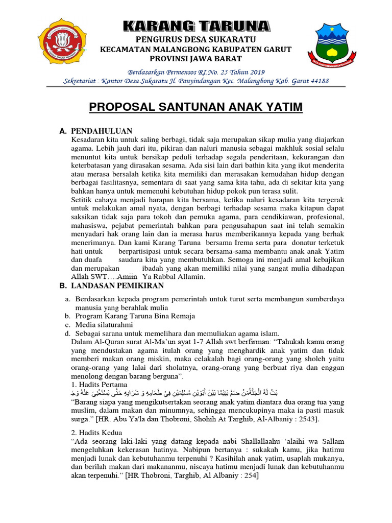Proposal Santunan Anak Yatim Karang Taruna | PDF
