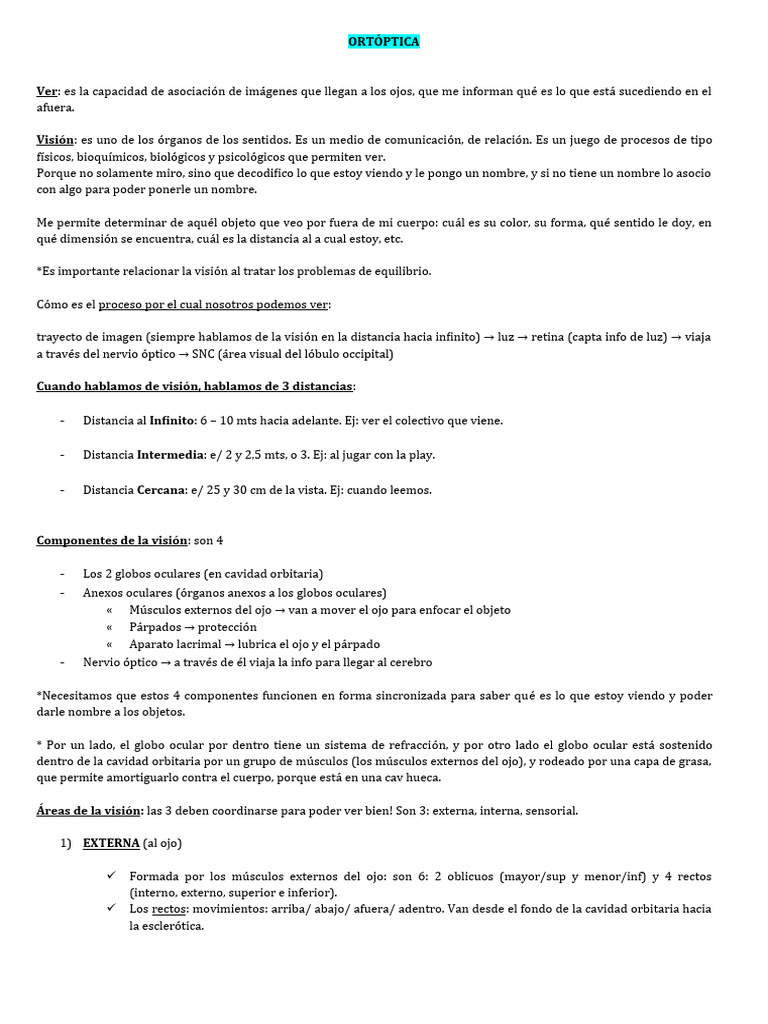 ORTÓPTICA (Anto) | PDF | Ojo humano | Percepción visual