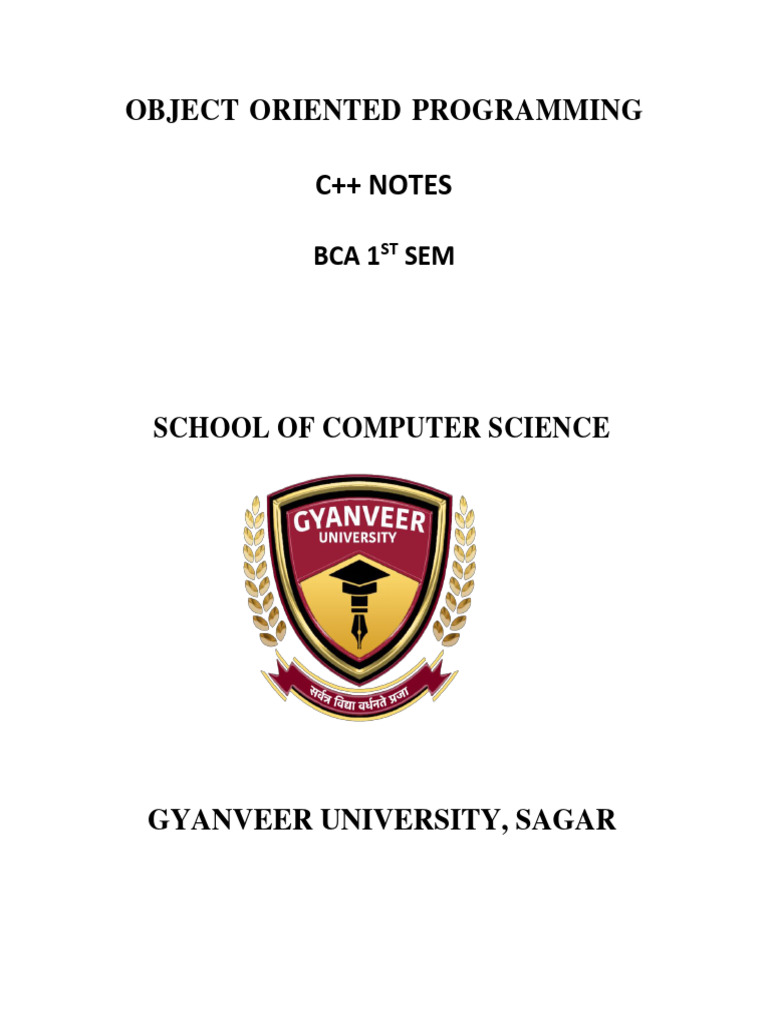 Bca 1 Sem CPP Oop Notes | PDF | Integer (Computer Science) | Boolean ...