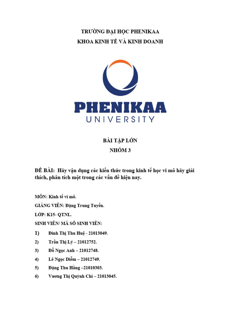 Bài tập giữa kì KTVM nhóm 3 K15 - QTNL 2 | PDF