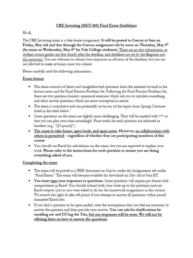 MGT 885 Final Exam Rules 2024 | PDF | Microsoft Excel