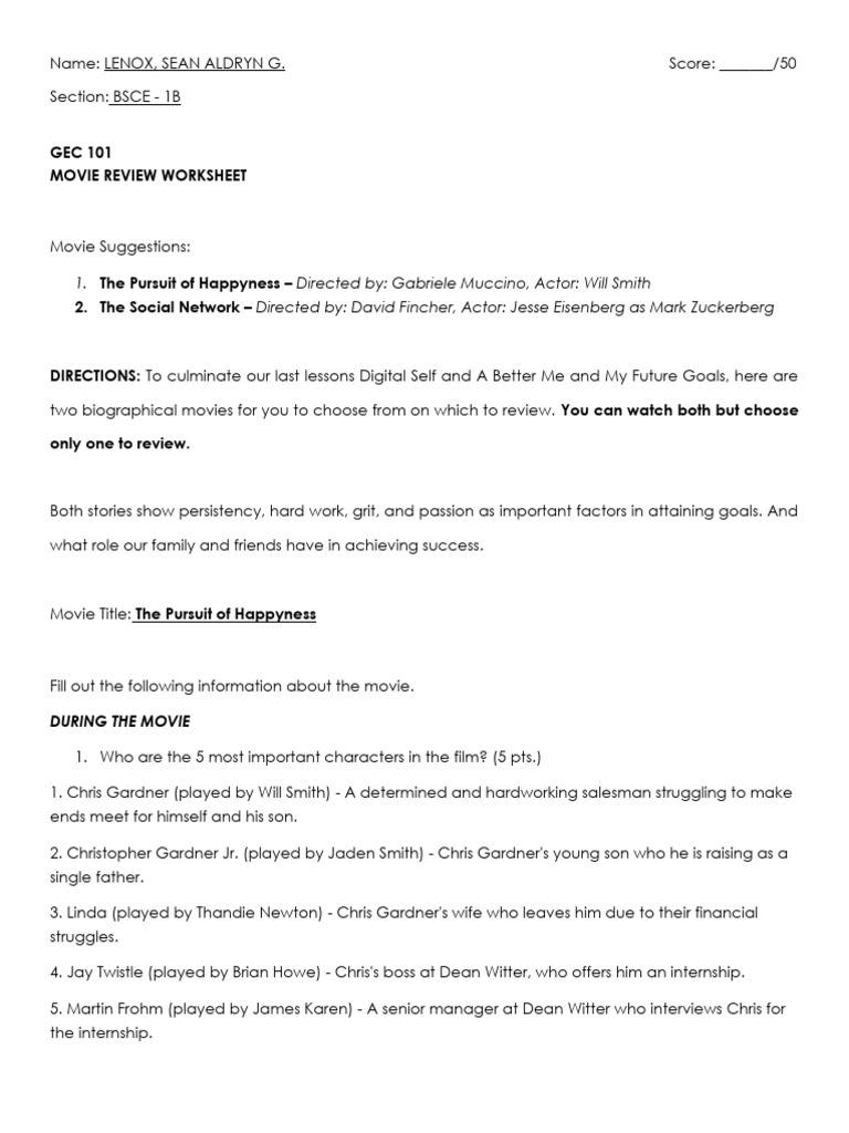 Movie Review Template | PDF | Psychological Resilience | Psychology