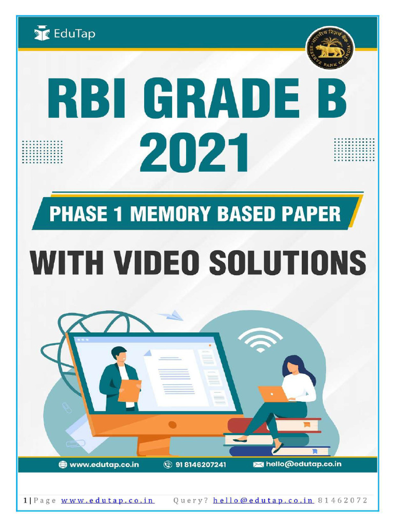 Rbi Grade B 2021 Phase 1 Memory Based Paper and Analysis | PDF